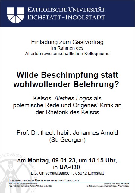 Einladung zum Gastvortrag von Prof. Dr. theol. habil. Johannes Arnold: Katholische Universität ...