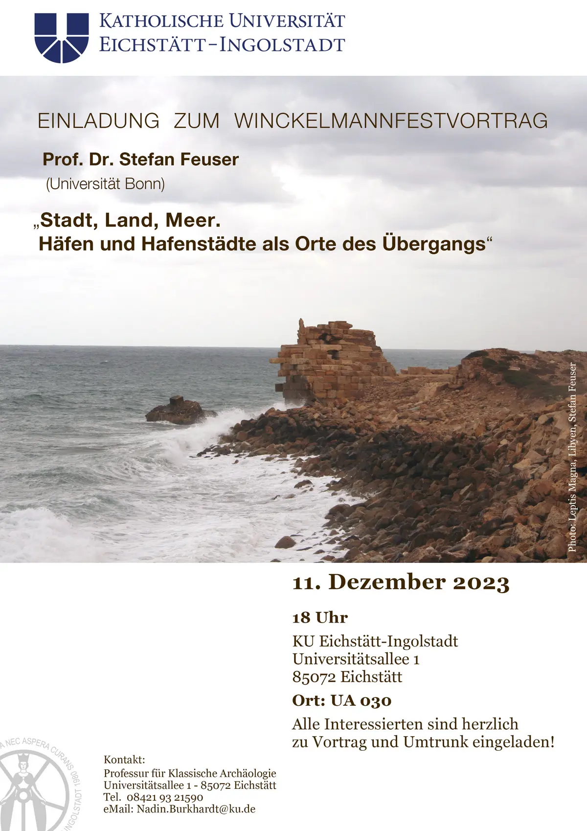 11. Dezember 2023: Winckelmannfestvortrag der Klassischen Archäologie – KU