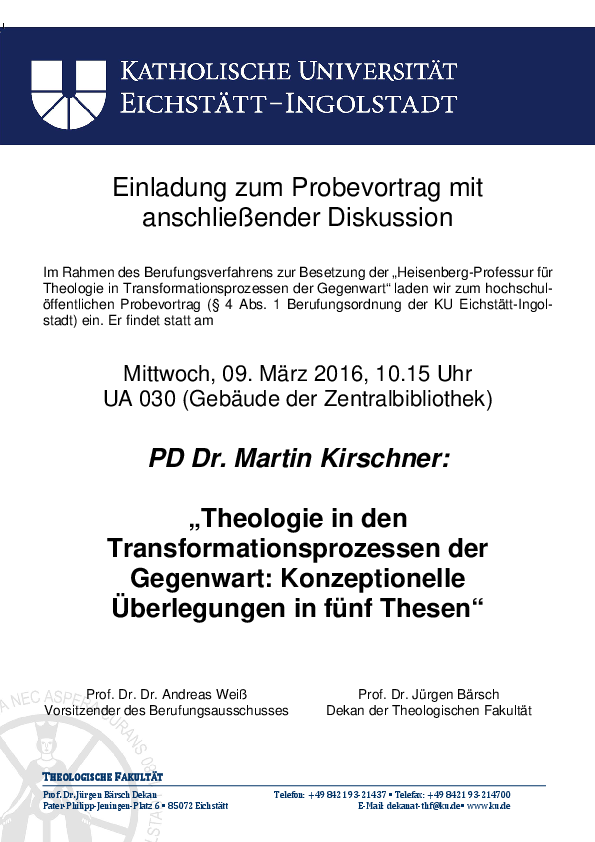 Heisenberg-Professur: Probevortrag von PD Dr. Martin Kirschner am 9 ...