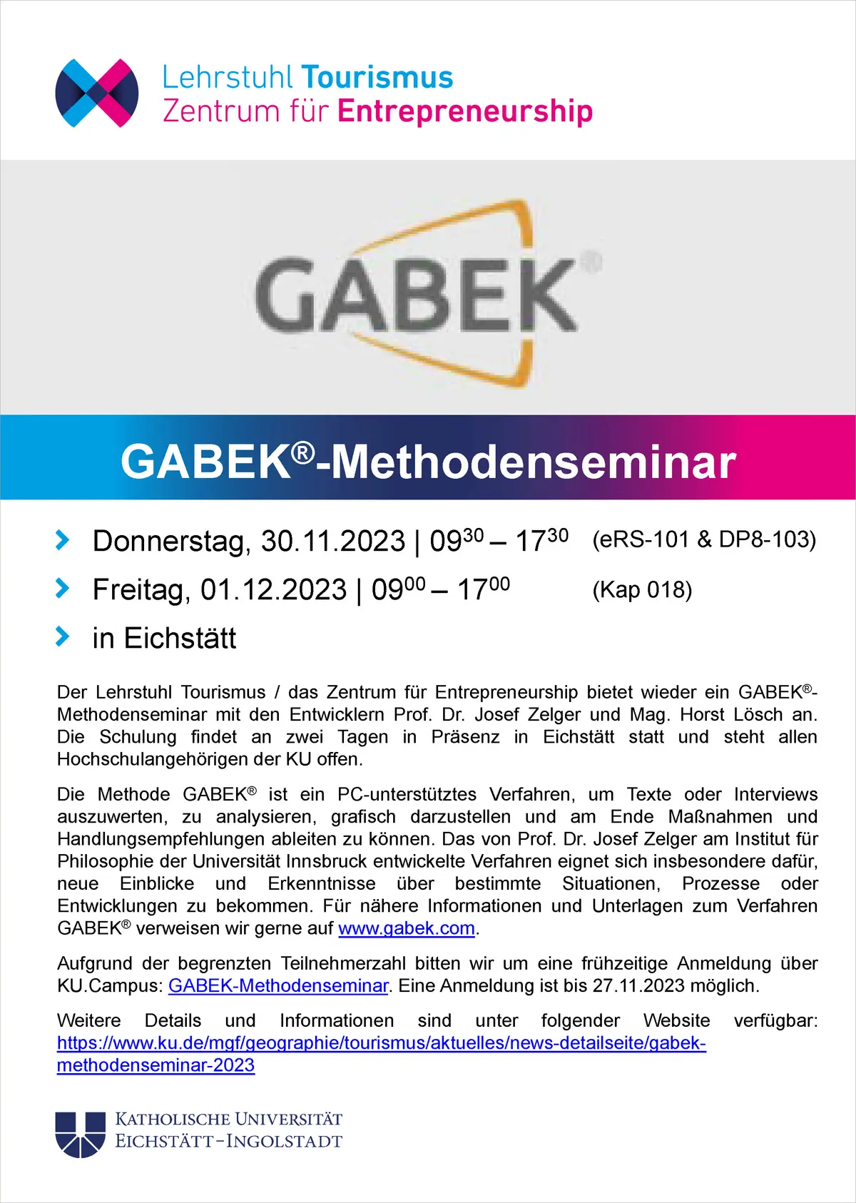 Ankündigung: GABEK-Methodenseminar 2023 – KU